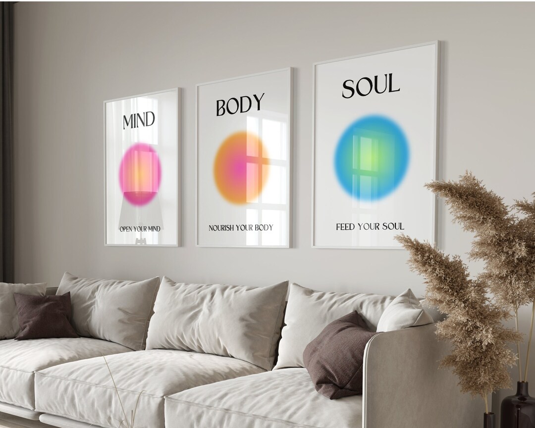 Set of 3 Positive Aura Posters Positive Affirmations Mind Body Soul ...