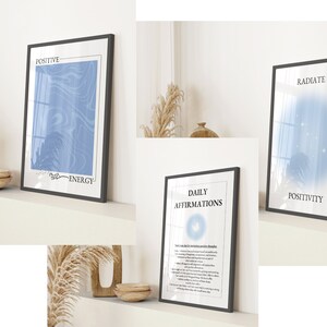 Blue Positive Aura Posters, Set of 3 Affirmation Poster, Spiritual Wall ...