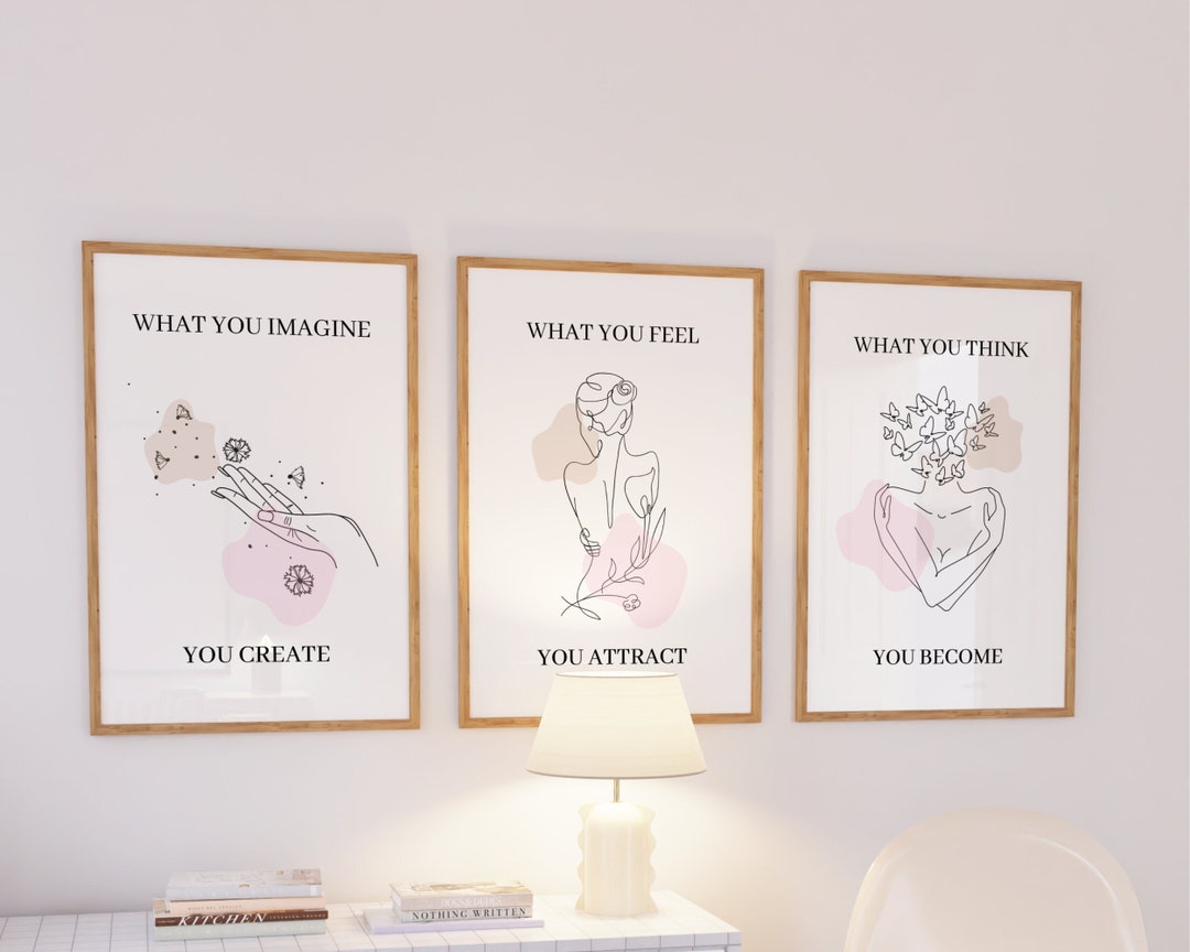 Set of 3 Line Art Print Aesthetic Room Decor Trendy Spiritual Wall Art ...