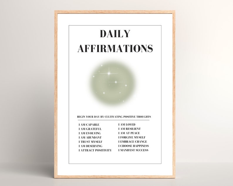 Green Angel Aura Poster, Set of 3 Affirmation Poster, Sage Green Wall ...