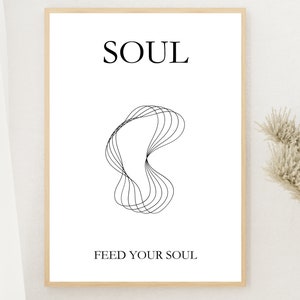 Mind Body Soul, Set of 3 Line Art Print, Trendy Spiritual Wall Art ...