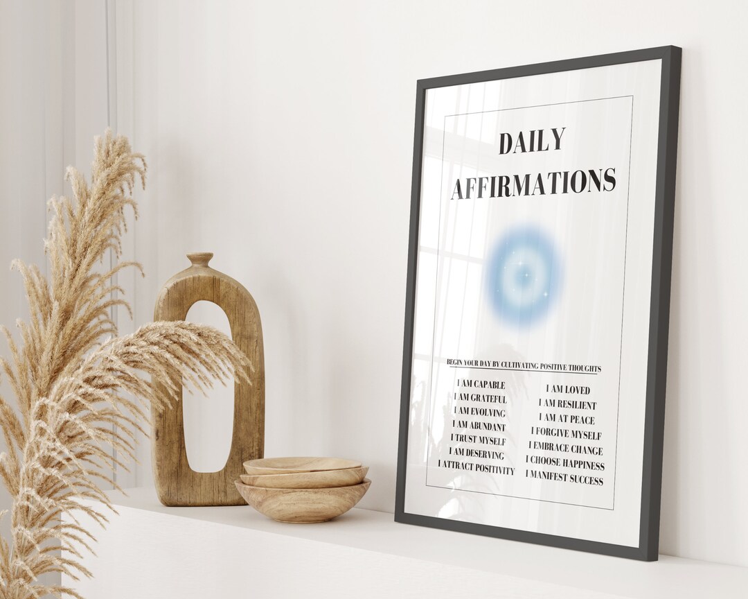 Blue Daily Affirmations Poster, Spiritual Aura Poster, Therapy Poster ...