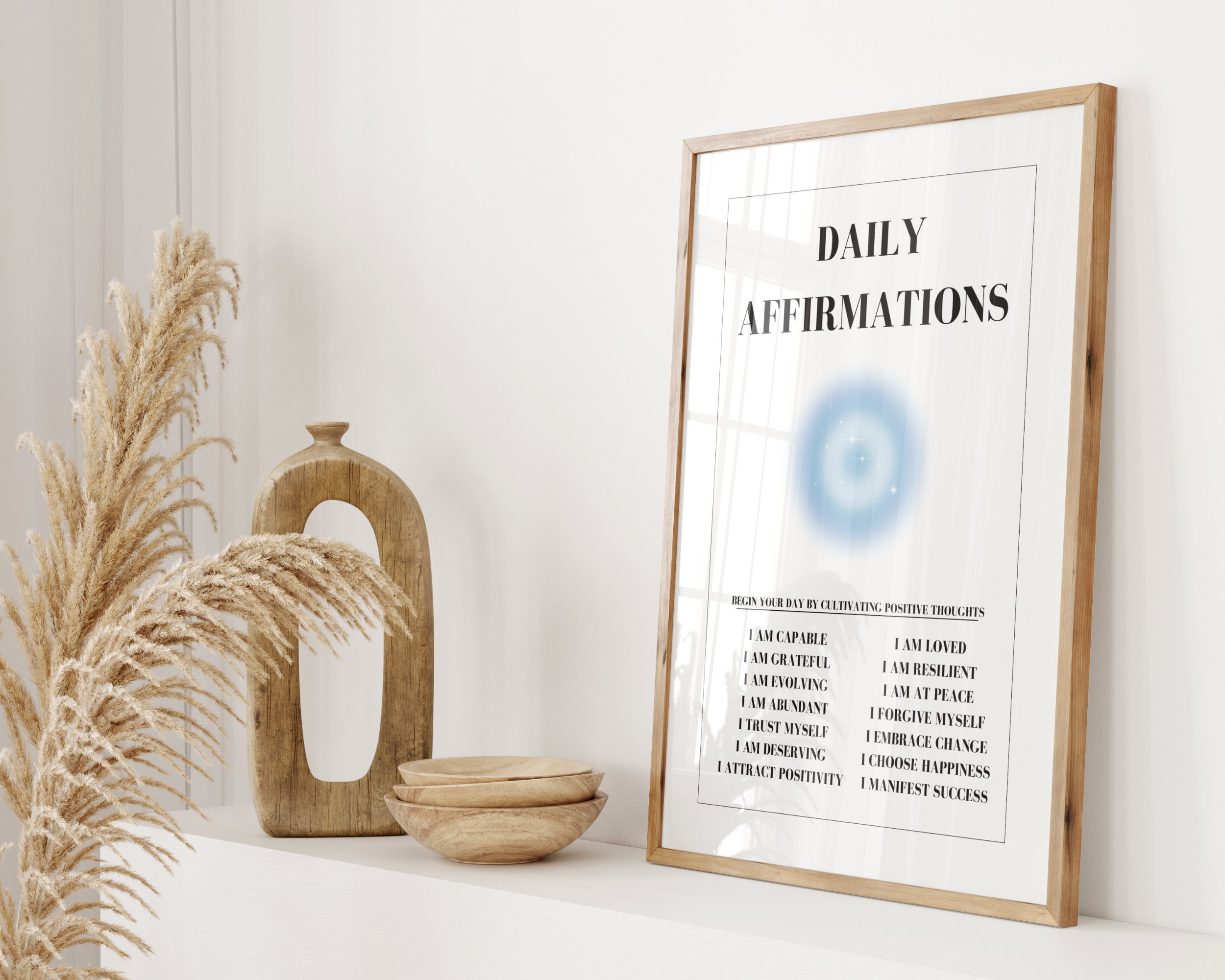 Blue Daily Affirmations Poster, Spiritual Aura Poster, Therapy Poster ...