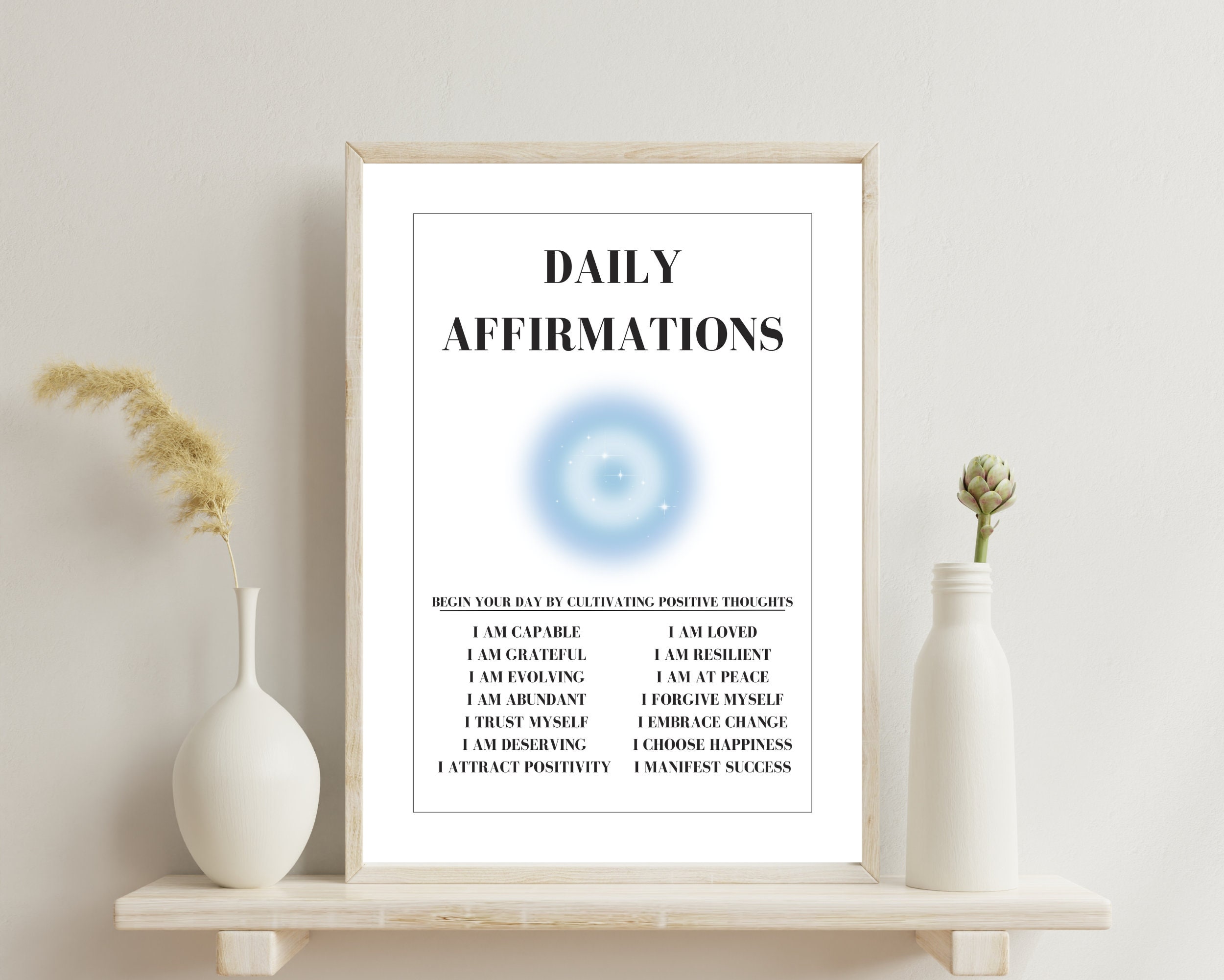 Blue Daily Affirmations Poster, Spiritual Aura Poster, Therapy Poster ...