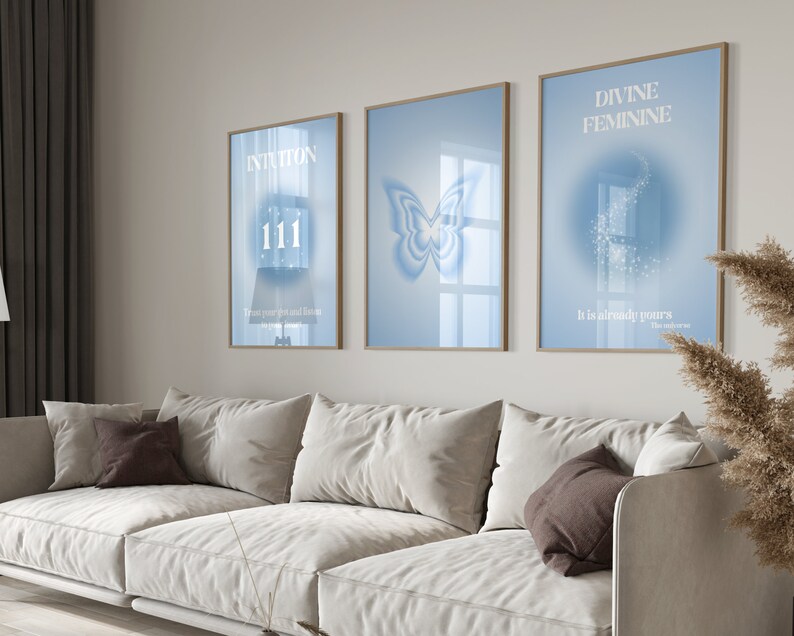 Blue Angel Aura Poster Set, Set of 3 Affirmation Poster, Spiritual Wall ...