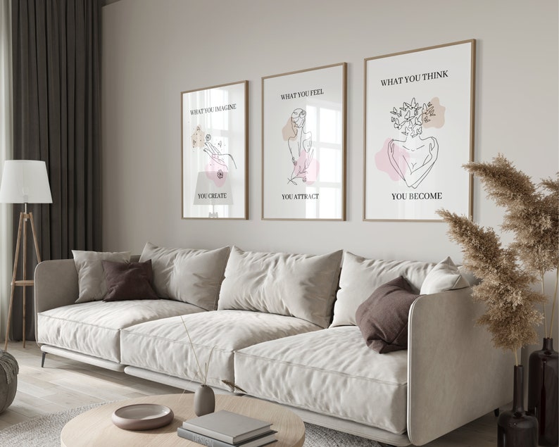 Set of 3 Line Art Print Aesthetic Room Decor Trendy Spiritual Wall Art ...
