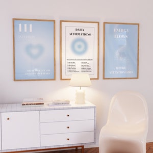 Blue Angel Aura Poster Set, Set of 3 Affirmation Poster, Spiritual Wall ...