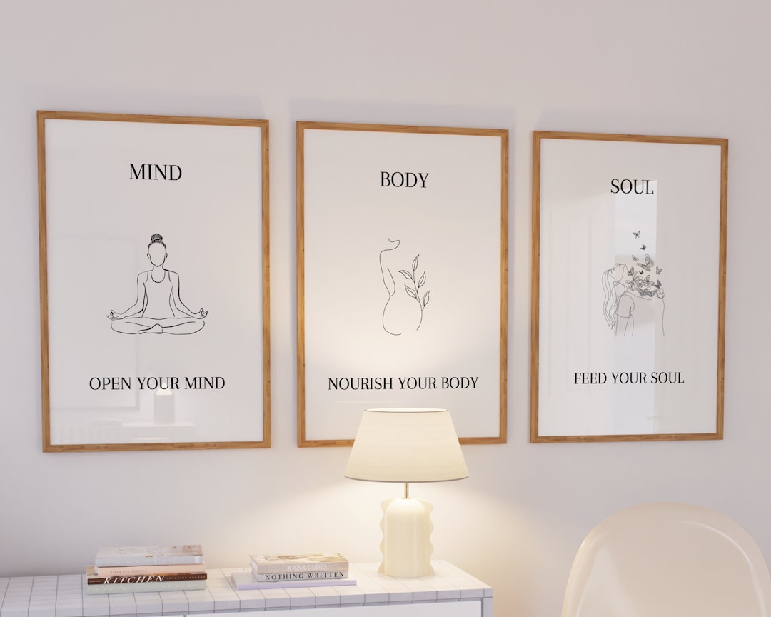 Mind Body Soul, Set of 3 Aura Poster, Living Room Poster, Positive ...