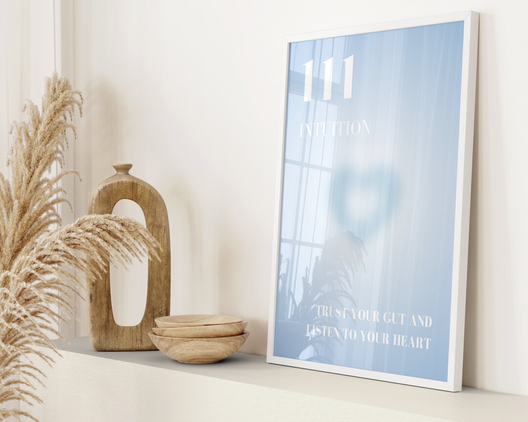 Blue Angel Number 111 Prints, Aura Poster, Light Blue Wall Art, Retro ...