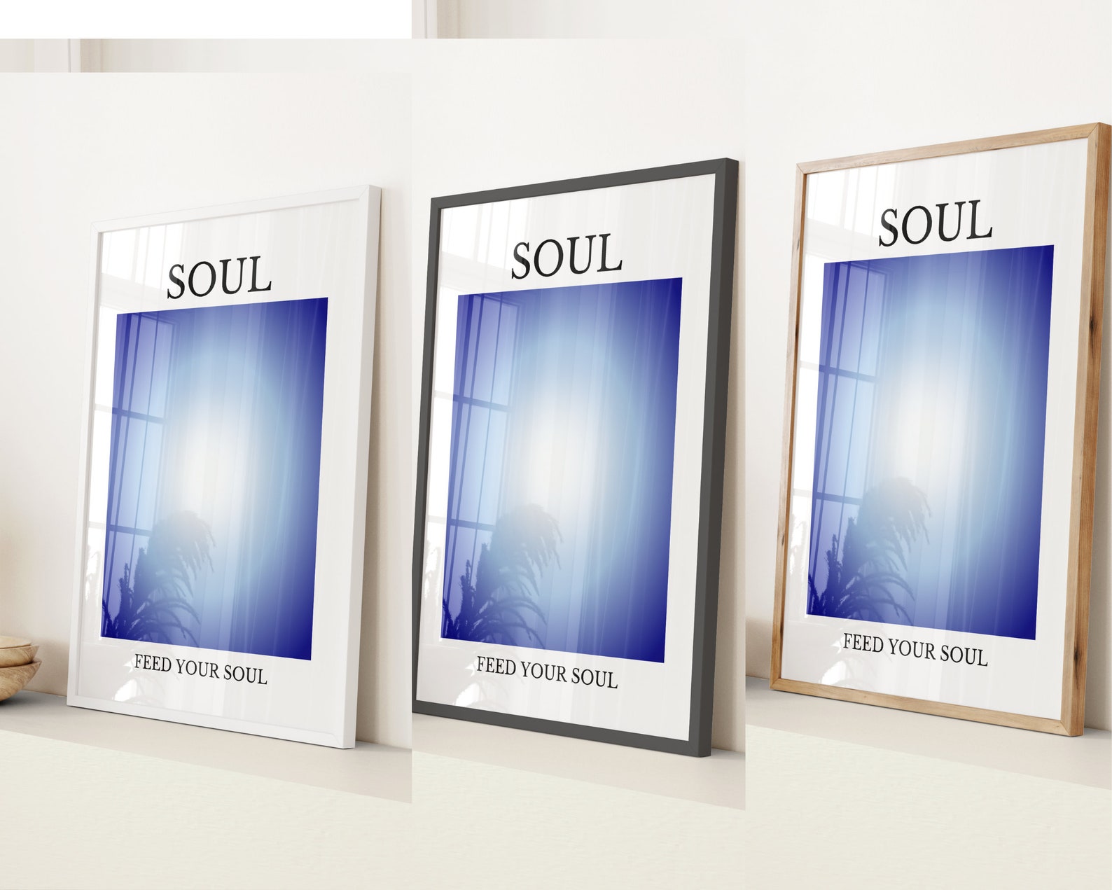 Mind Body Soul Poster, Blue Angel Aura Poster Set, Set of 3 Affirmation ...