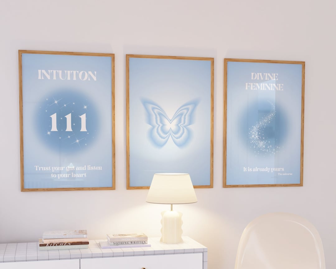 Blue Angel Aura Poster Set, Set of 3 Affirmation Poster, Spiritual Wall ...