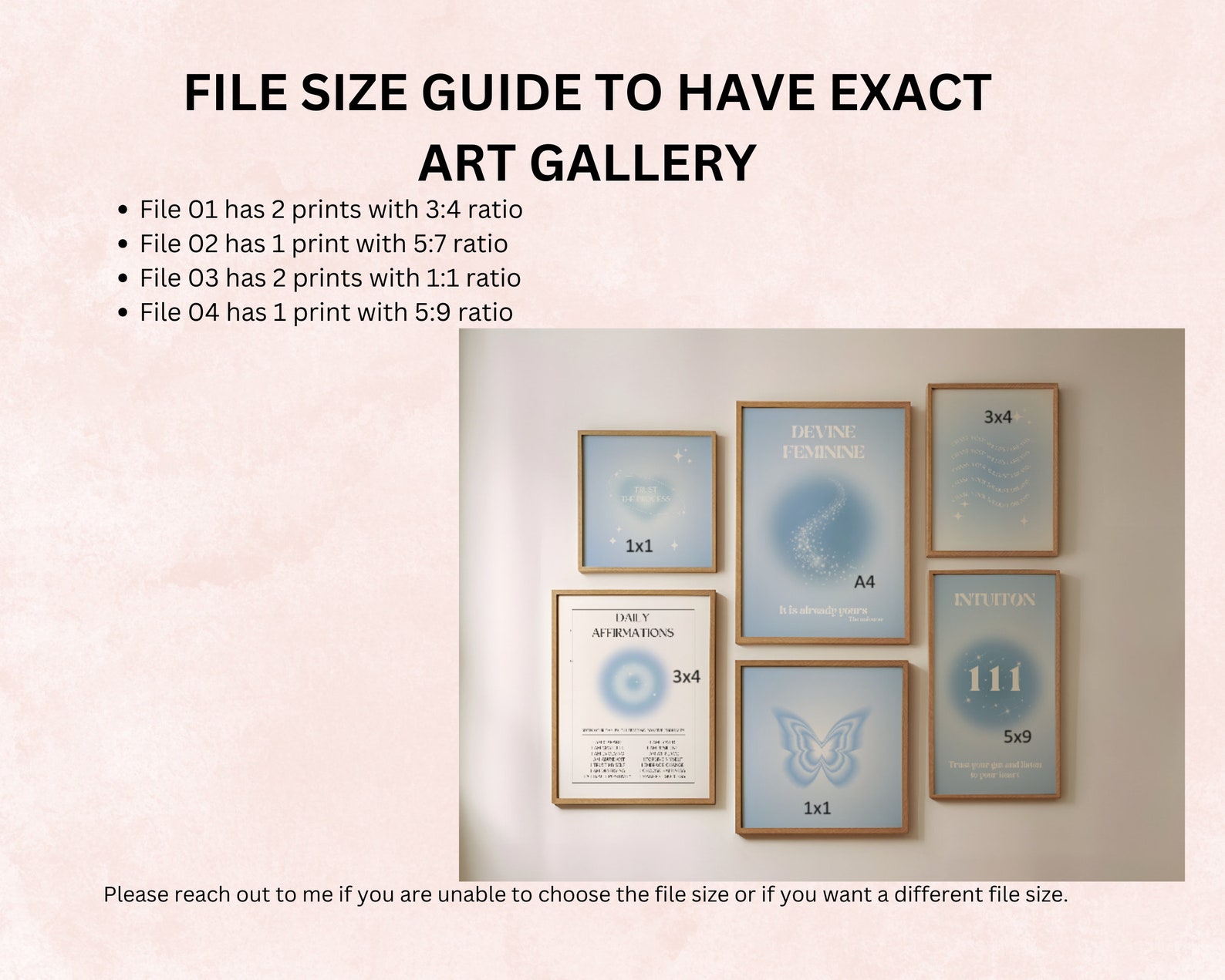 Set of 6 Prints, Blue Gallery Wall Art, Blue Angel Number Aura Poster ...