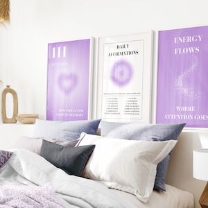 Purple Angel Aura Poster Set, Set of 3 Affirmation Poster, Spiritual ...