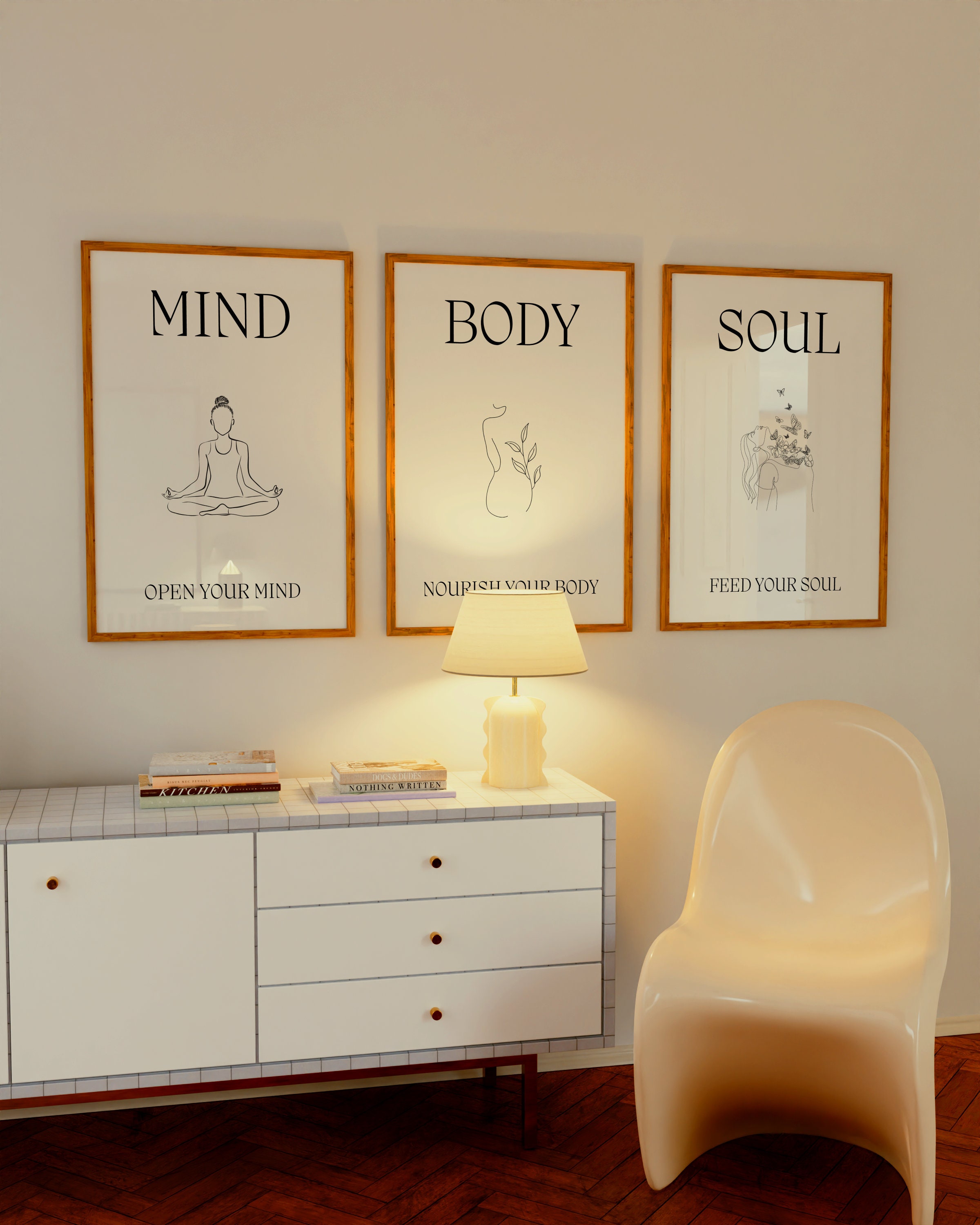 Mind Body Soul, Set of 3 Aura Poster, Living Room Poster, Positive ...