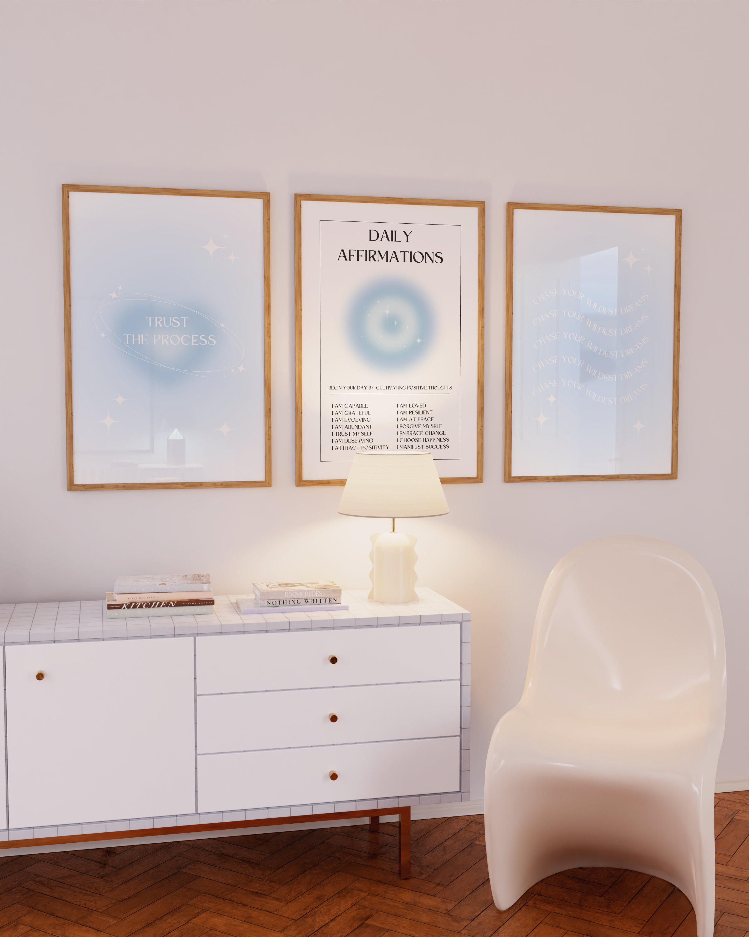 Light Blue Prints, Self Love Posters, Blue Angel Aura Poster Set, Set ...