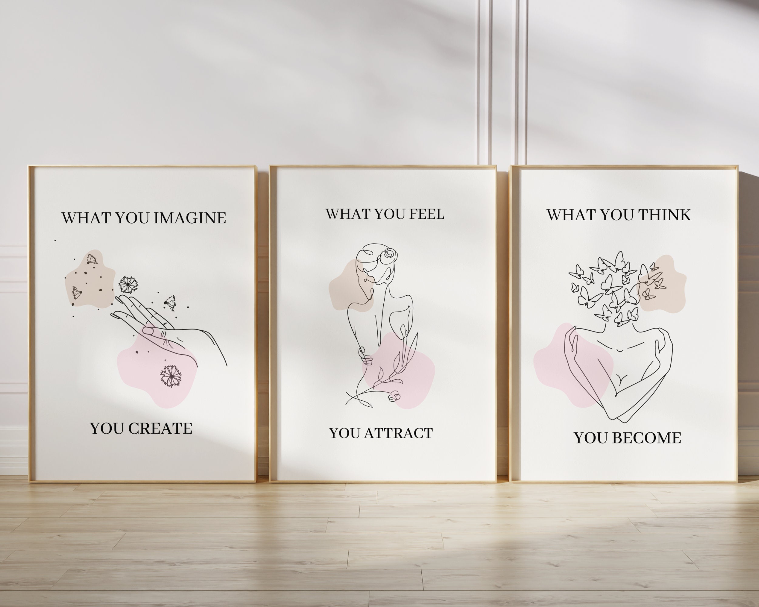 Set of 3 Line Art Print Aesthetic Room Decor Trendy Spiritual Wall Art ...