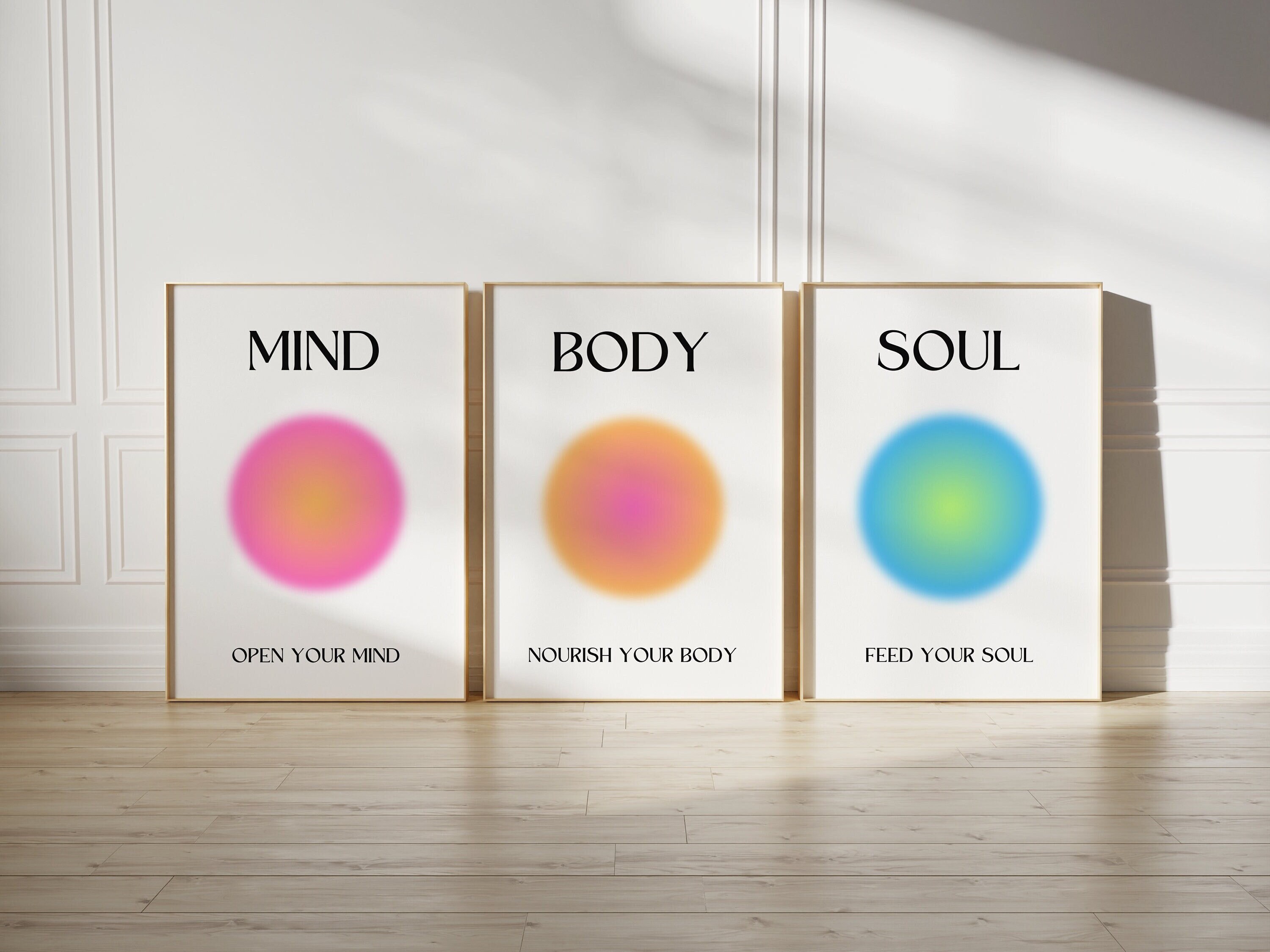 Set of 3 Positive Aura Posters Positive Affirmations Mind Body Soul ...