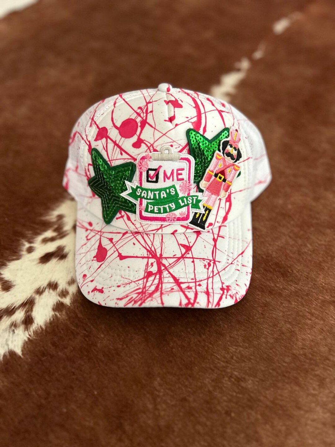 Santa's Petty List Splatter Paint Trucker - Etsy