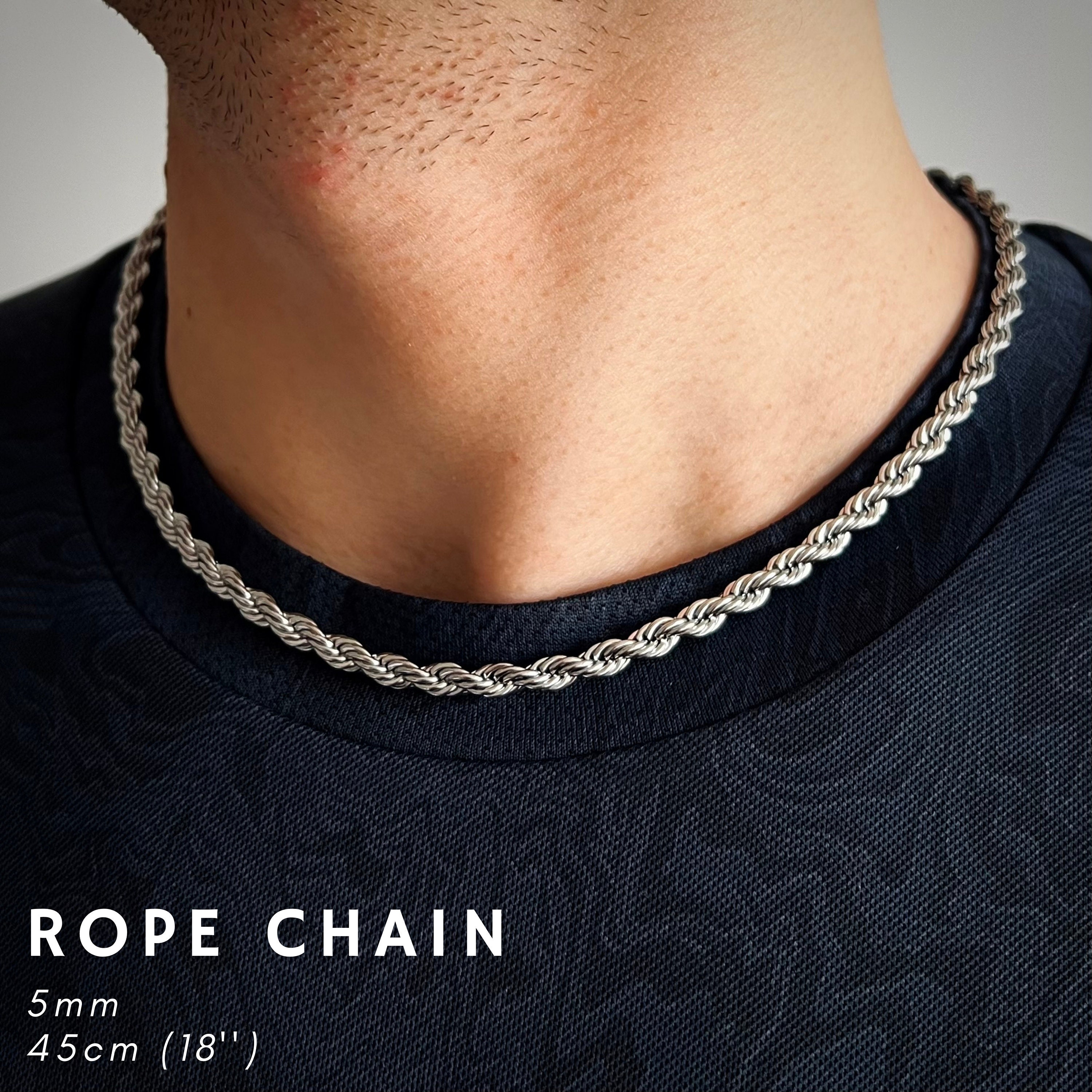 Thick Silver Rope Link Chain Necklace 5mm Thick, 18”-22” Length ...
