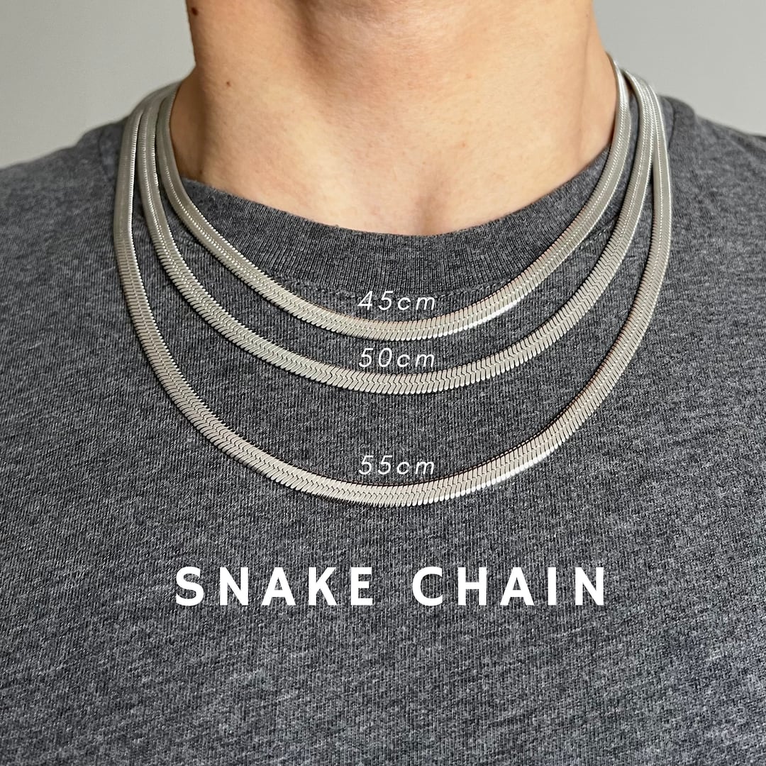 Silver Chain Necklace Snake, Stainless Steel Silver Chains for Men in ...