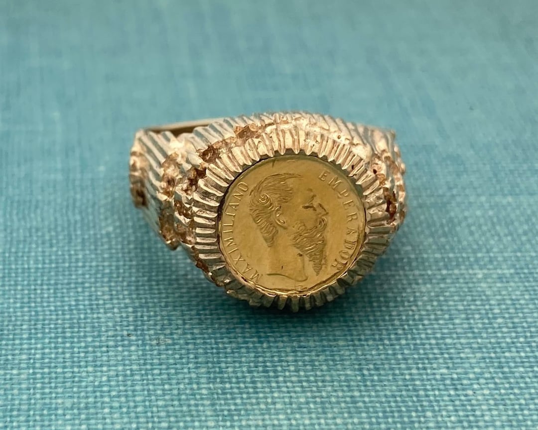 Vintage Brutalist Coin Ring Maximiliano Emperador 1865 Coin Ring Circa ...