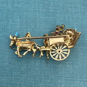 Delightful Sicilian Italian Donkey Cart 18K Yellow Gold Gemstone Brooch ...