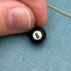8 Ball Vintage Enamel 3D Gold Charm/pendant With Optional 18 Inch Cable ...