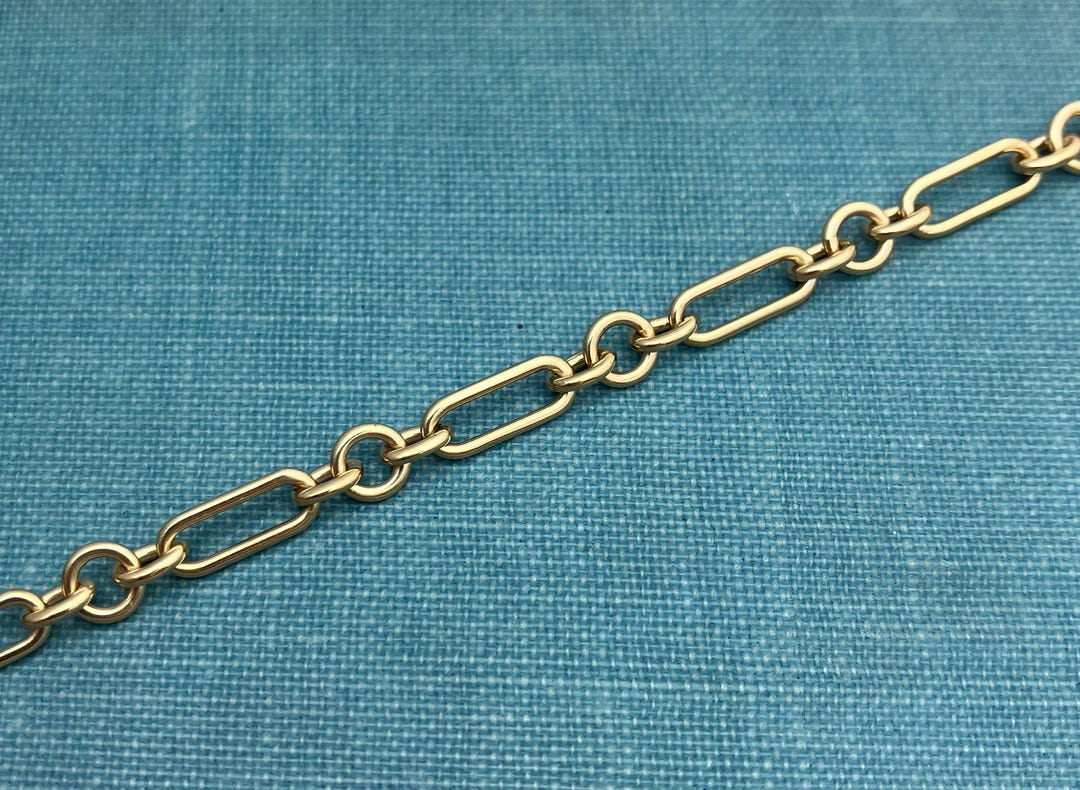 Vintage Modified Trombone Simple Link Solid 14k Yellow Gold Charm ...