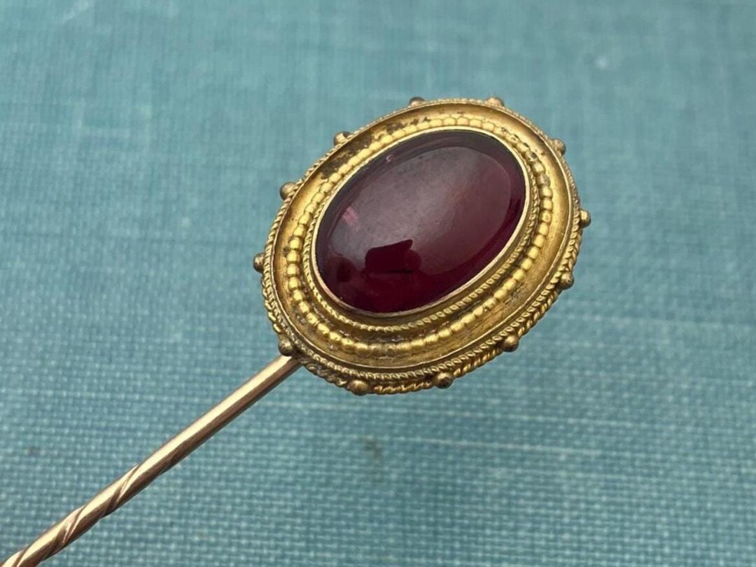 Vintage Large Carbuncle Garnet Cabochon Stick Pin Brass Base - Etsy