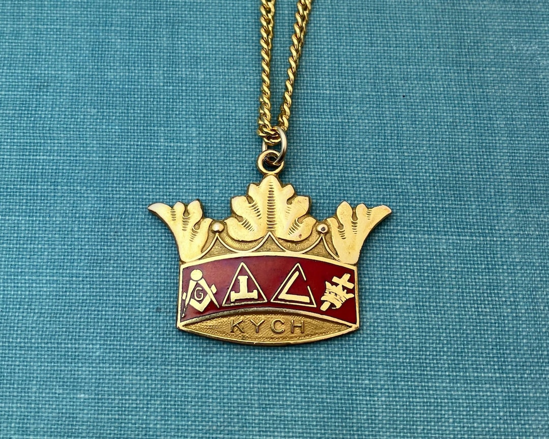 Crown Masonic Pendant Gold Filled 30 Inch Statement Necklace - Etsy