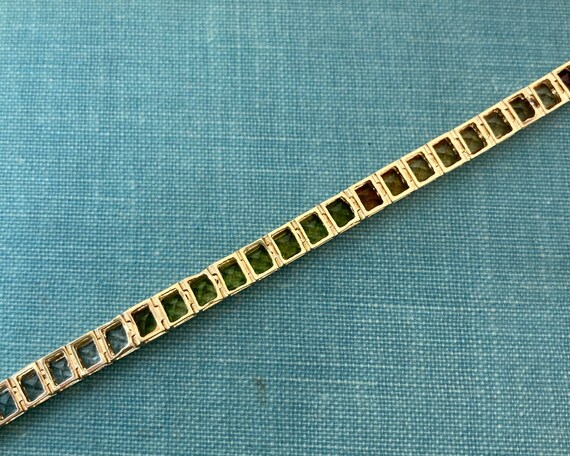 Multi Color Rainbow Natural Stone Line Bracelet 14K Y… - Gem
