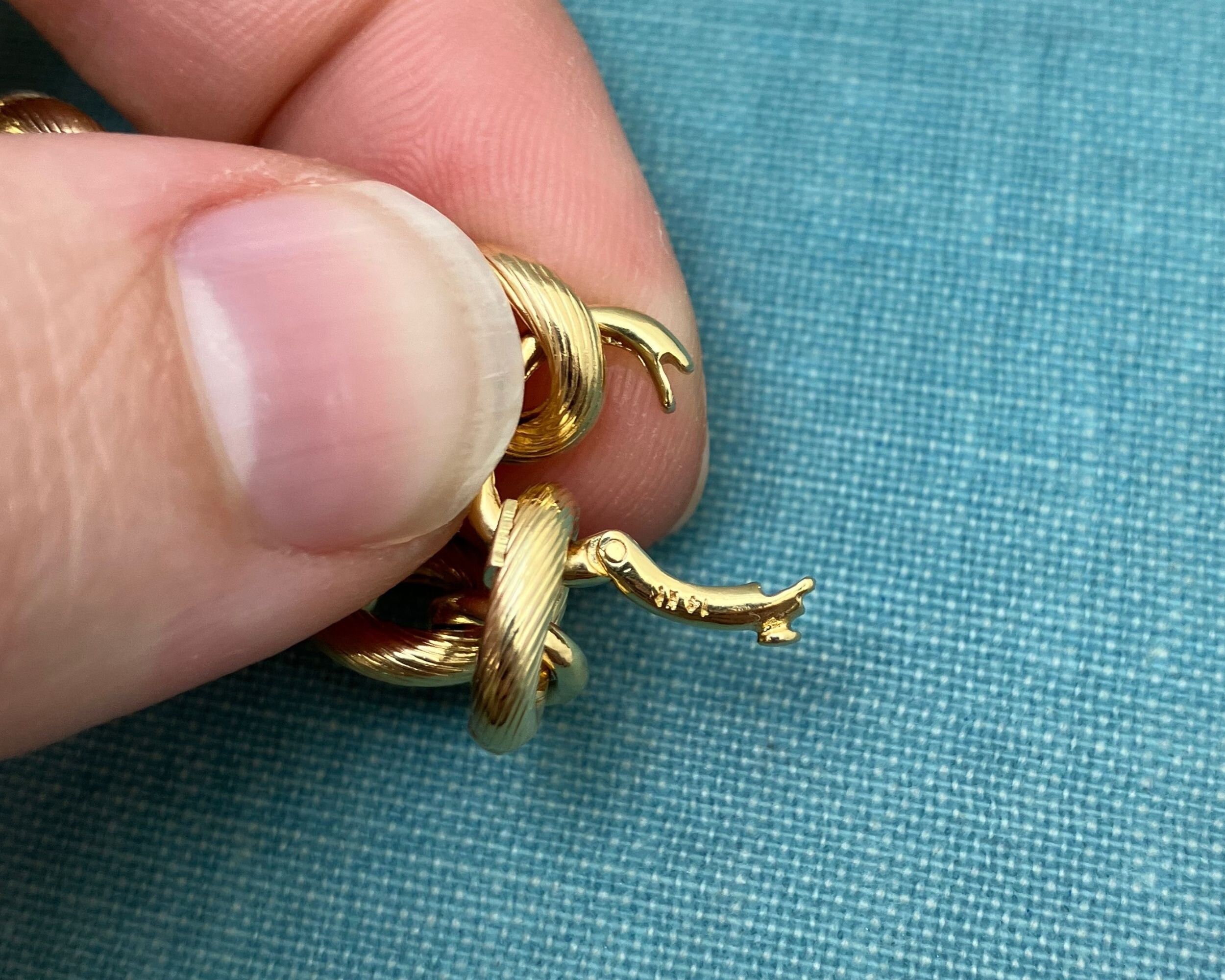 Nautical Twist Yellow Gold Heavy Wall Hallow Link Bracelet With 14K ...