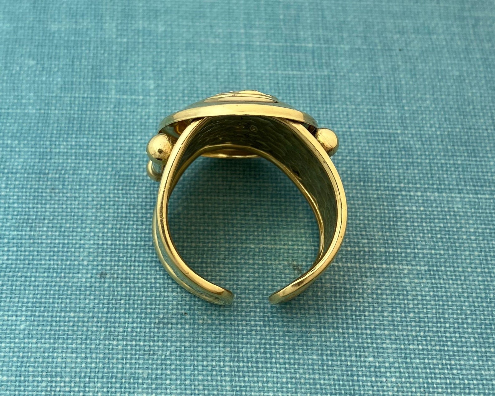 Large 18K Yellow Gold Statement Ring With Woman and Flower - Etsy