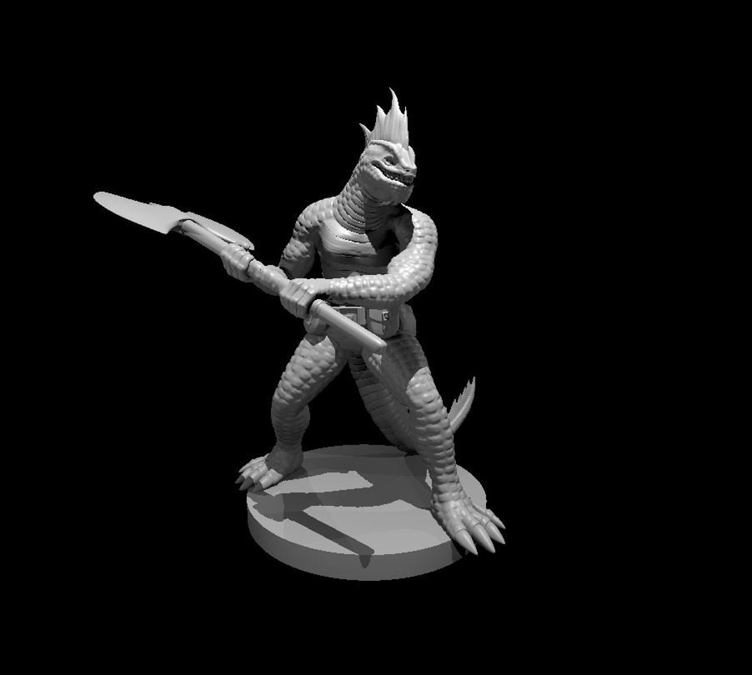 Lizardfolk Barbarian Miniature for Dnd Pathfinder and Other - Etsy