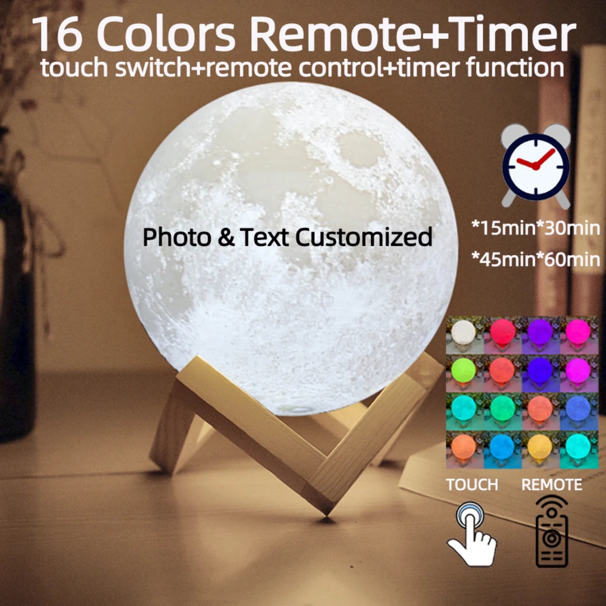 Personalized 3D Printing Moon Lamp Customized Photo Night Light USB ...