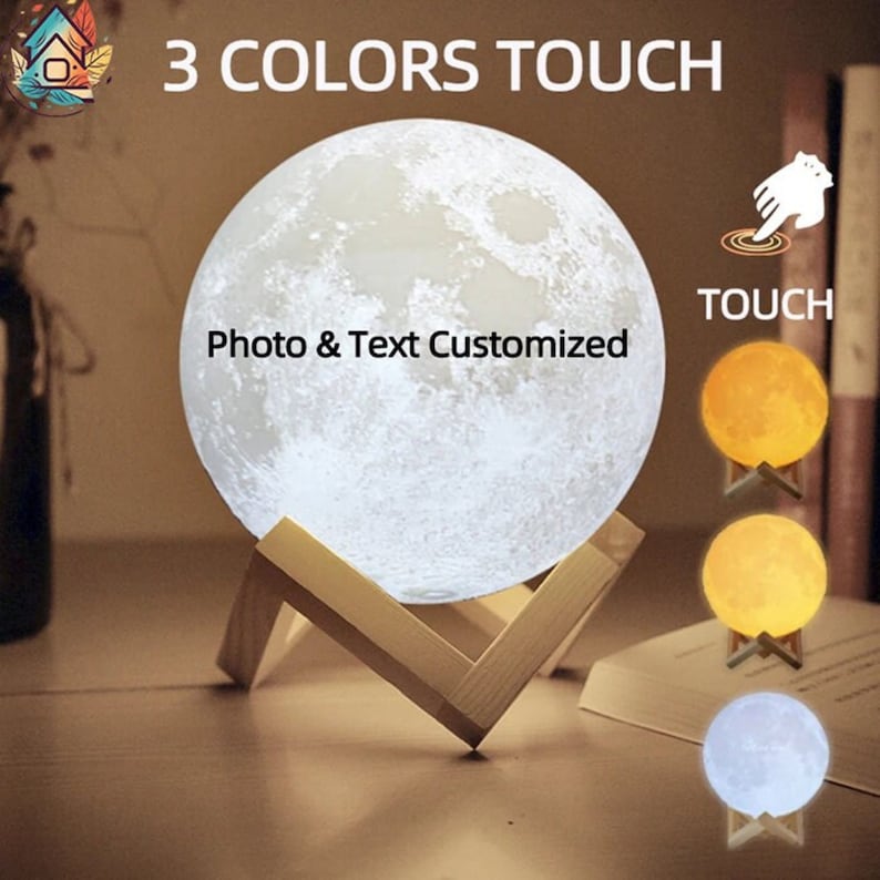 Personalized 3D Printing Moon Lamp Customized Photo Night Light USB ...