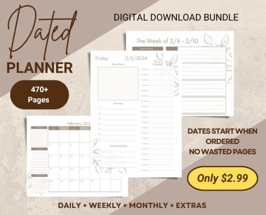 Time Block Digital Planner Download Bundle With Dates - A4 Size - Etsy