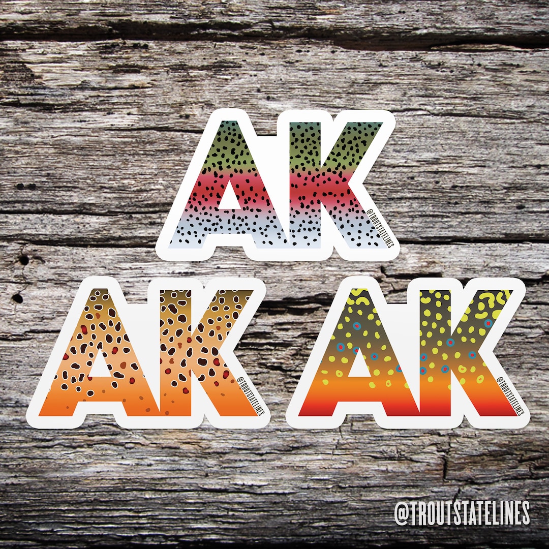 Alaska Trout Sticker AK / Rainbow, Brook & Brown / Fly Fishing Sticker ...