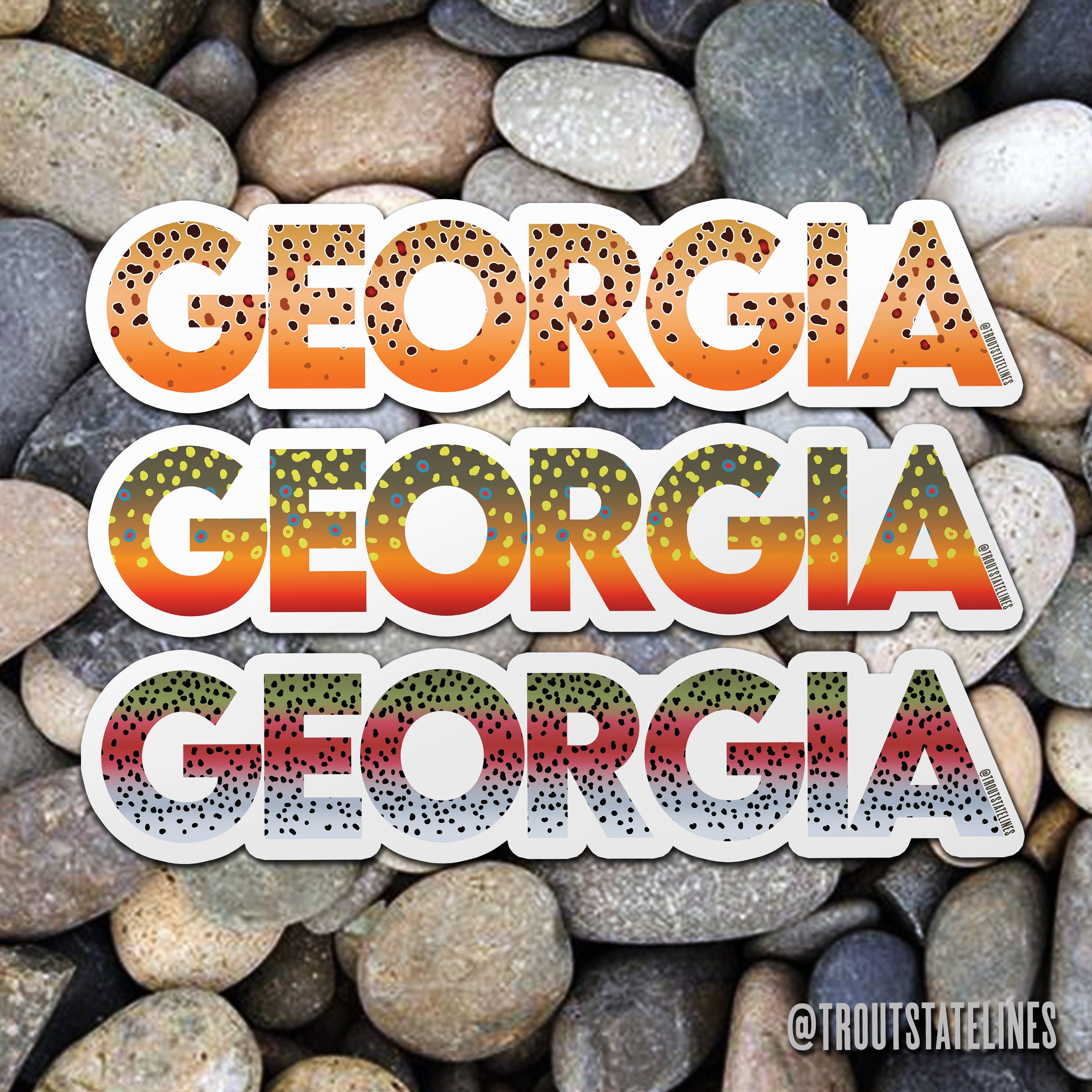 Georgia Trout Stickers 3-pack / Rainbow, Brook & Brown Trout / Fly ...