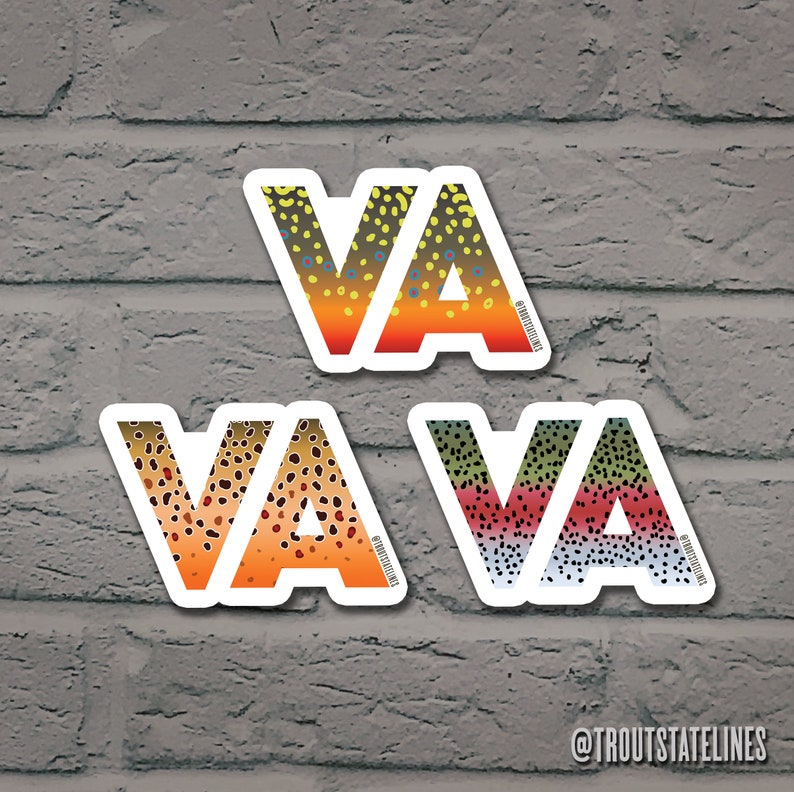 Waterproof Virginia Trout Stickers: Fly Fishing Angler Decal - VA State ...