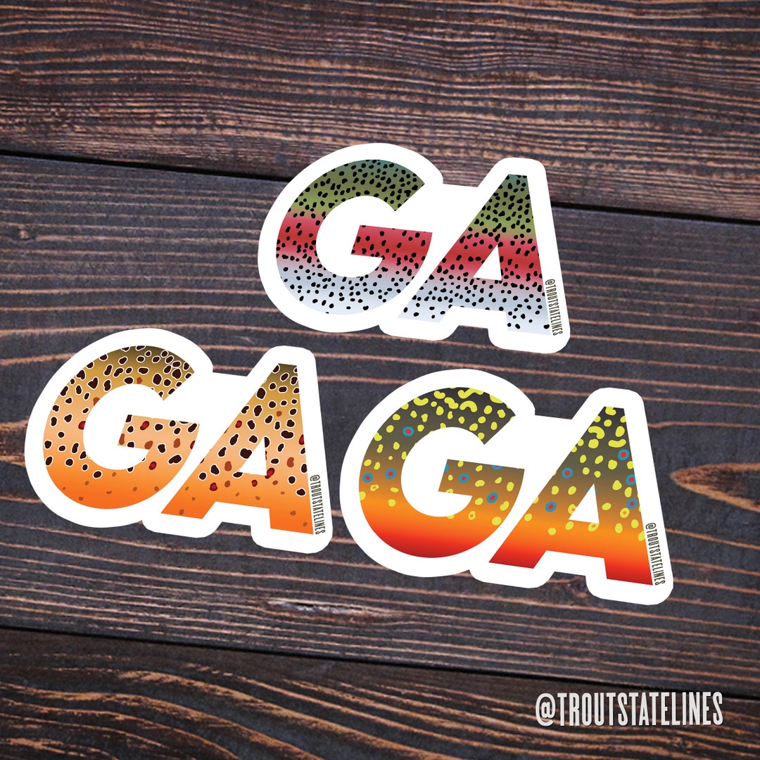 Georgia Sticker GA / Rainbow, Brook & Brown Trout / Fly Fishing Sticker ...