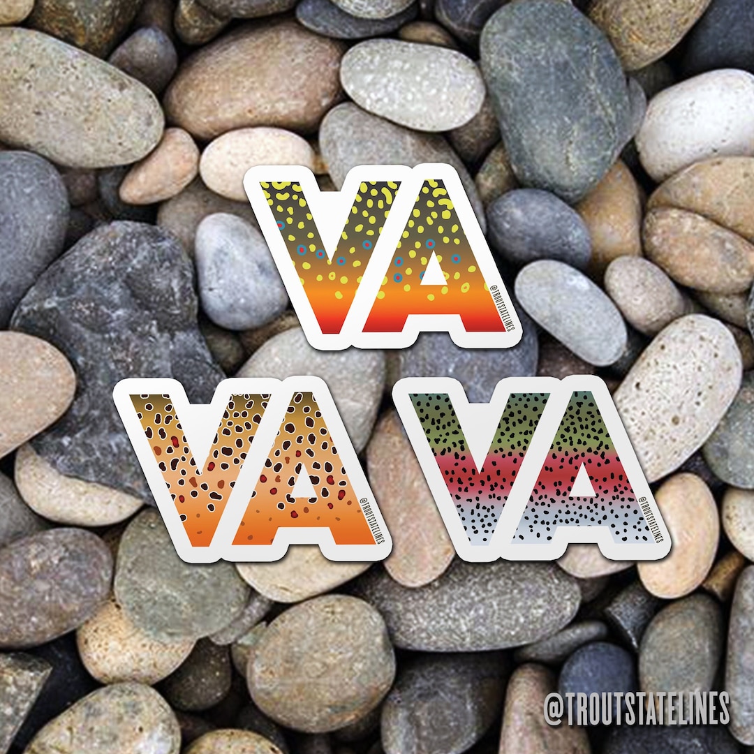 Waterproof Virginia Trout Stickers: Fly Fishing Angler Decal - VA State ...