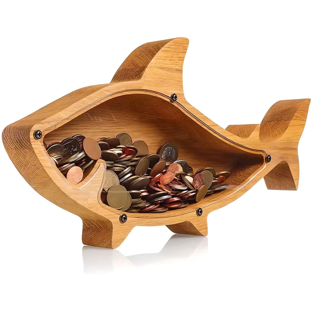 Shark Wooden Animal Money Bank Money Box Piggy Bank Coin - Etsy