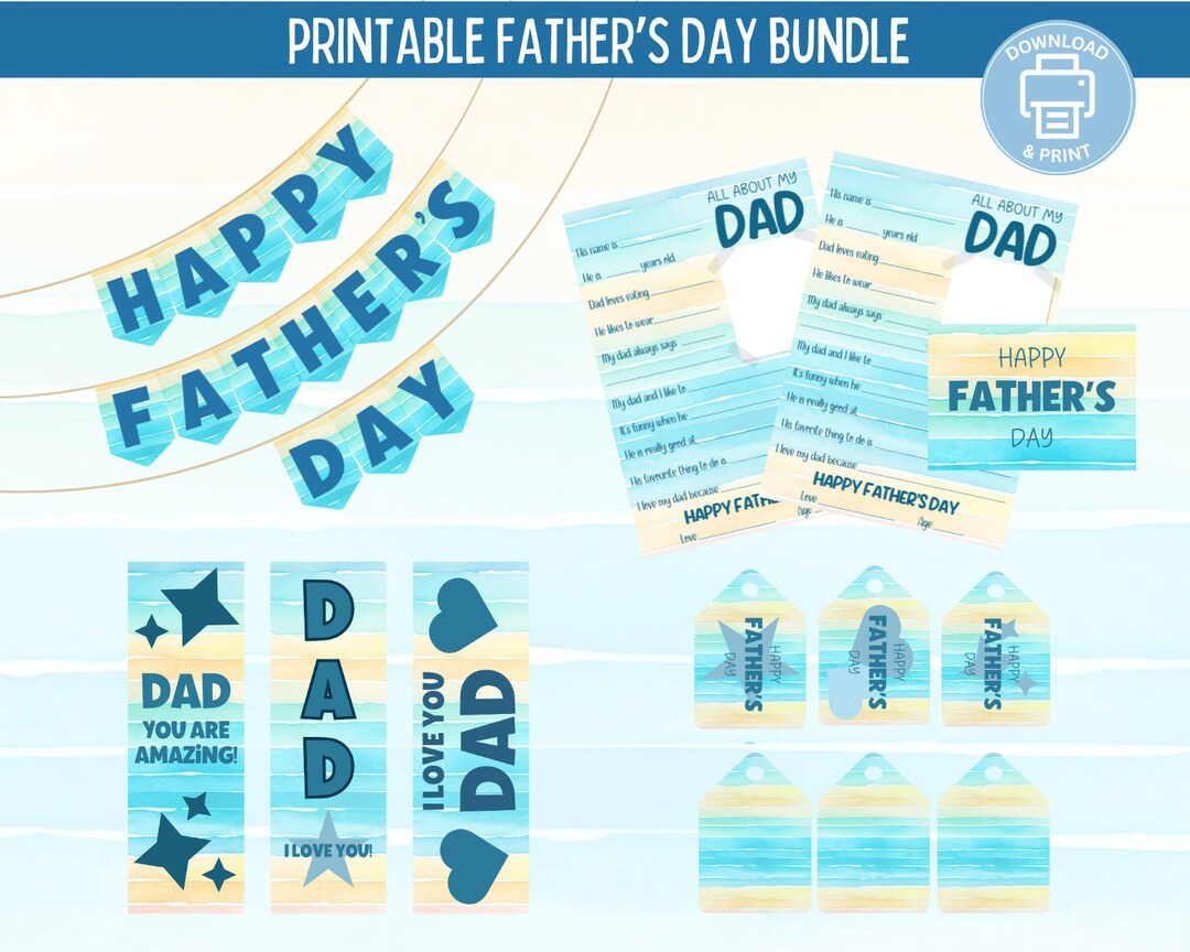 Father's Day Bundle, All About My Dad Printable, Father's Day Gift ...