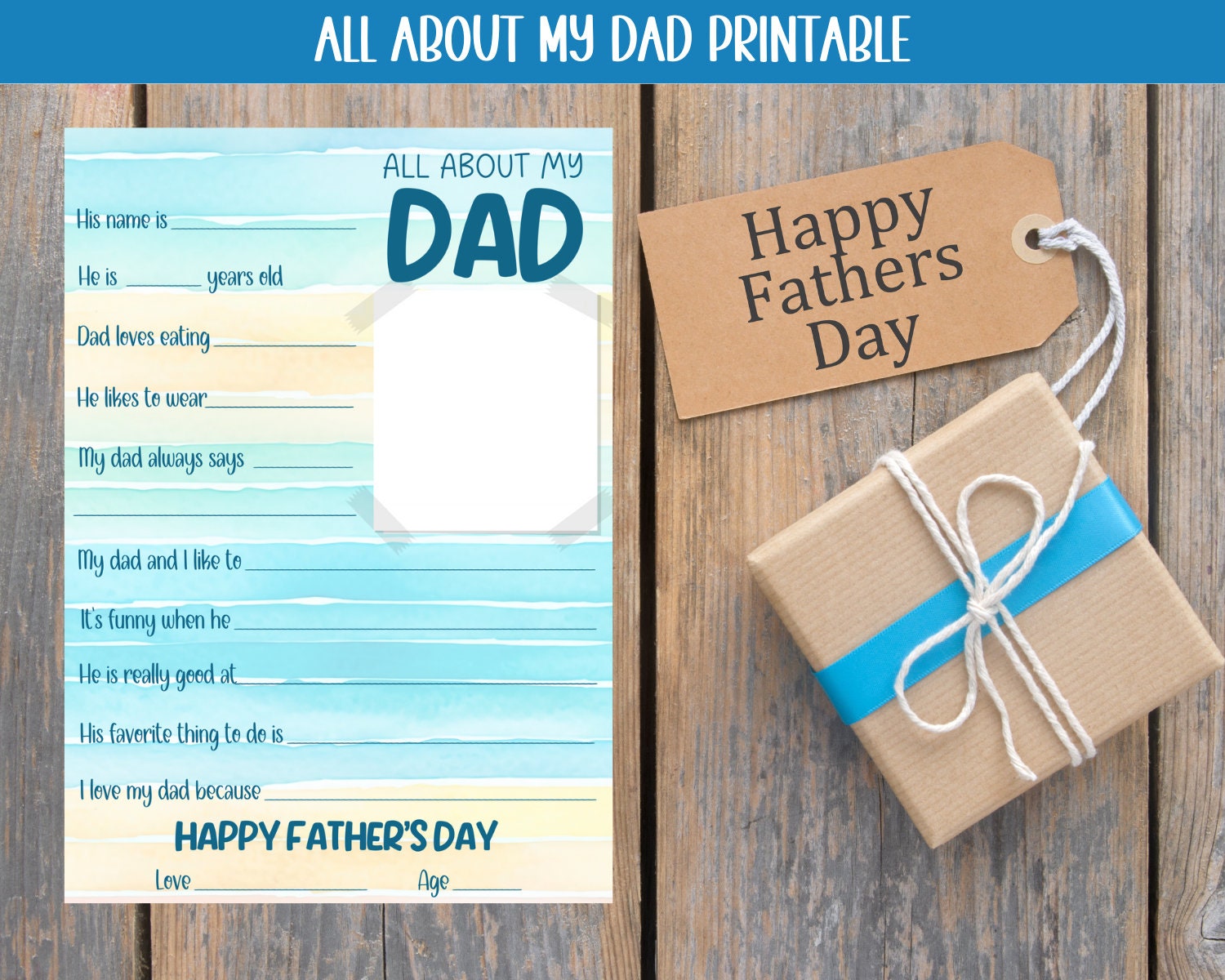 All About My Dad Printable, All About Dad, Father's Day Gift, Father's ...