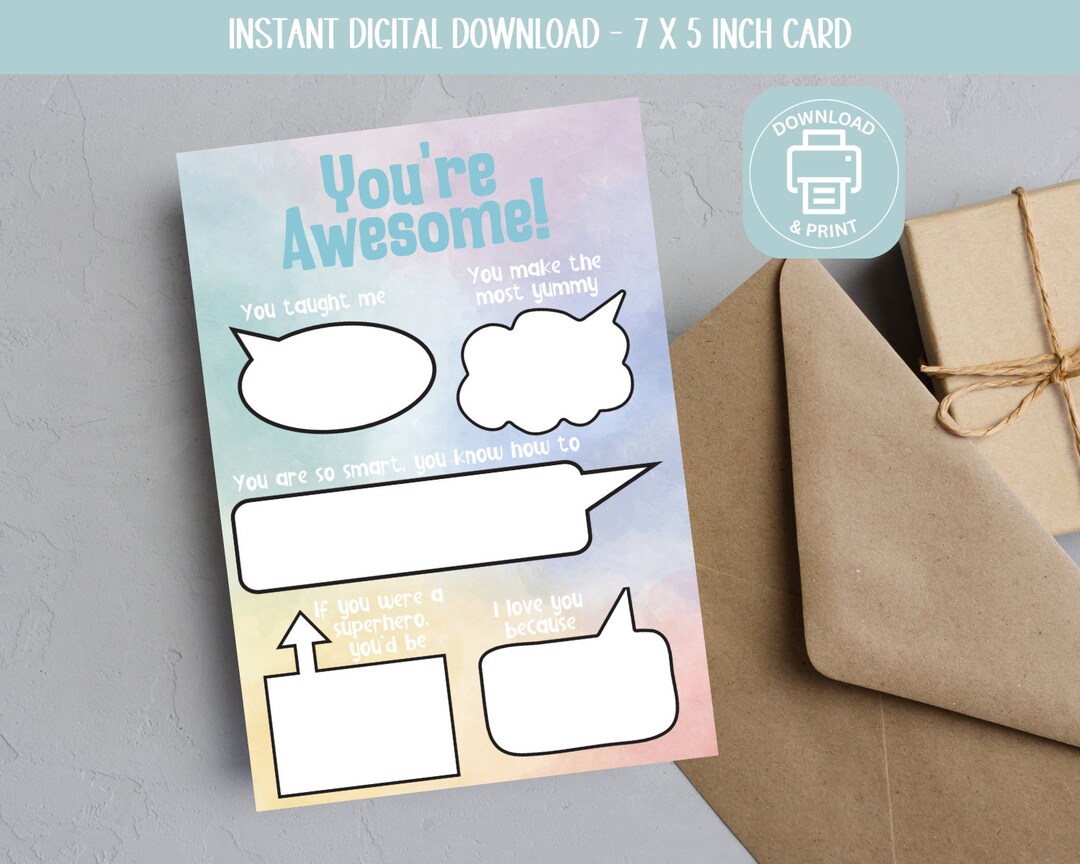 Mothers Day Card, All About My Special Person Printable Card, All About ...