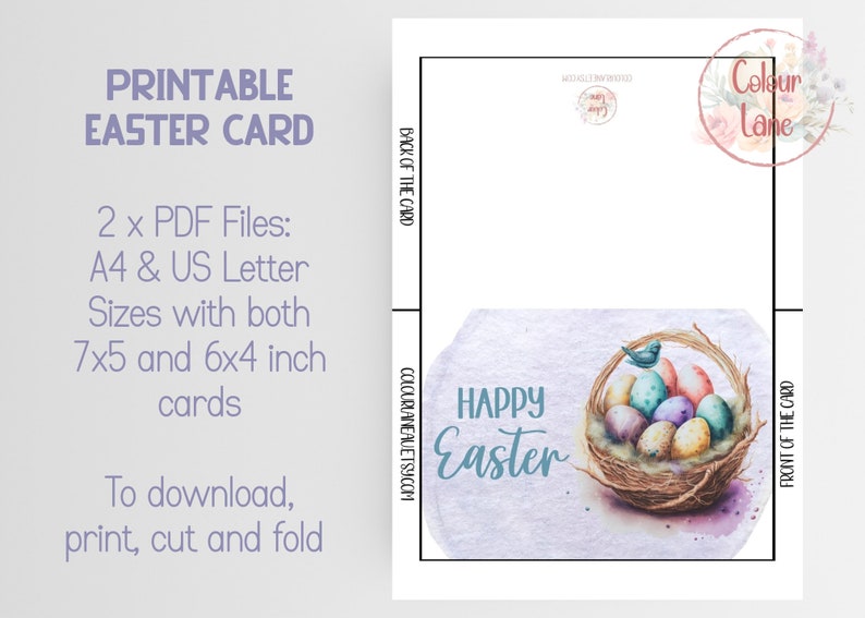 Printable Easter Greeting Card Instant Download 7x5 Inch Card for ...