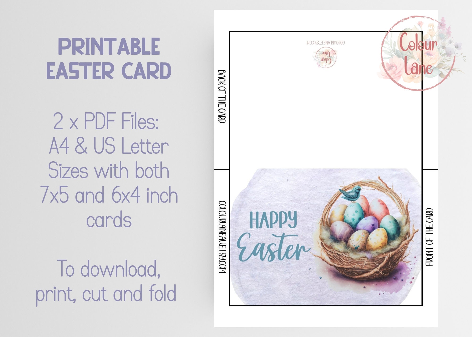 Printable Easter Greeting Card Instant Download 7x5 Inch Card for ...