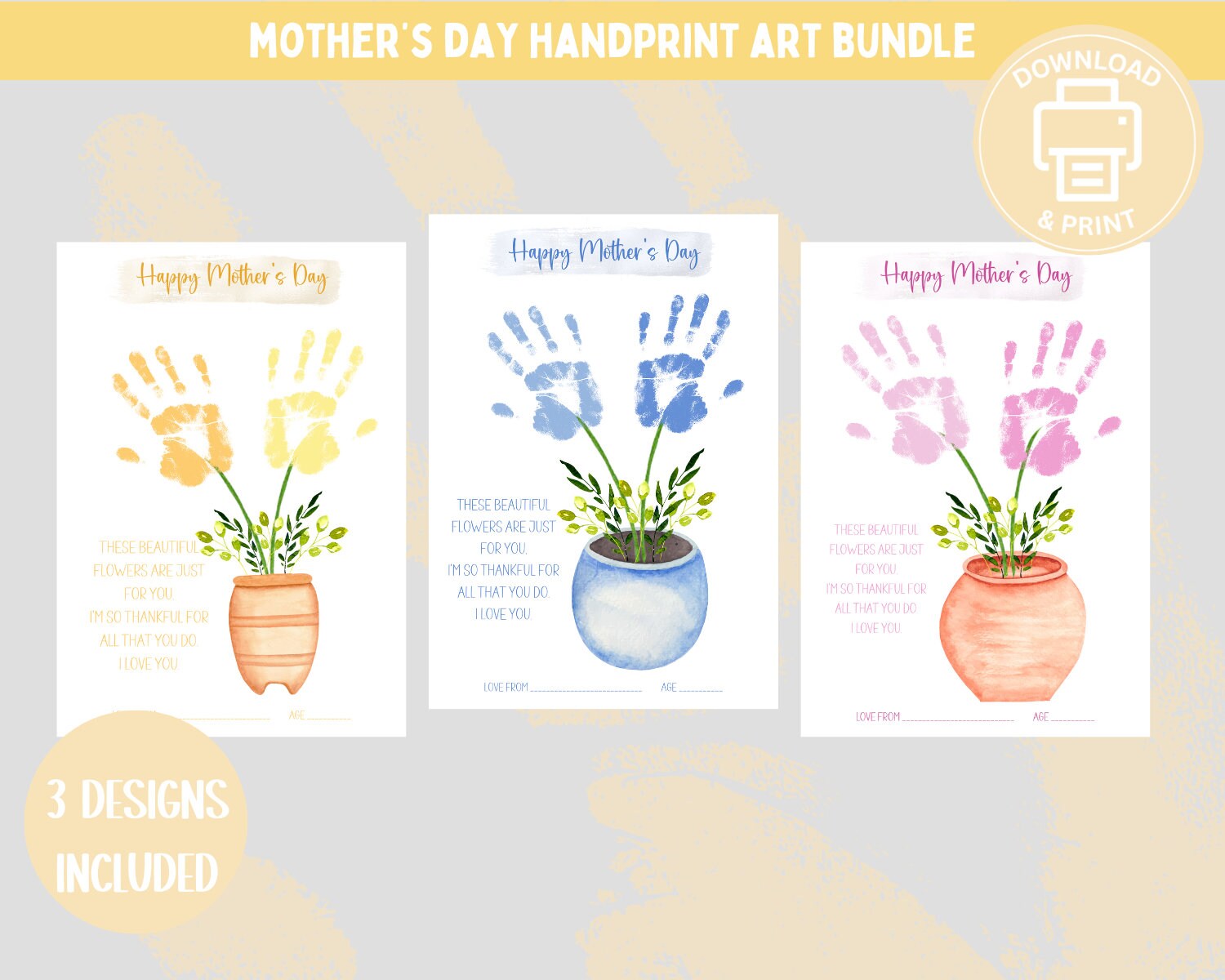 Mother's Day Handprint, Mothers Day Handprint Art, DIY Keepsake, Craft ...