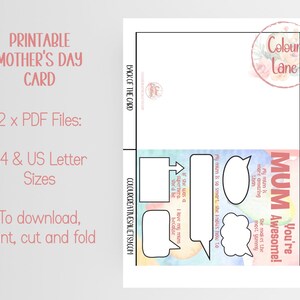 Mothers Day Card, All About My Mum Printable Card, All About Mom ...
